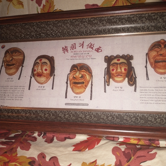 DESIGN HOUSE | Art | Extraordinary Vintage Korean Mask Shadow Box Wall ...